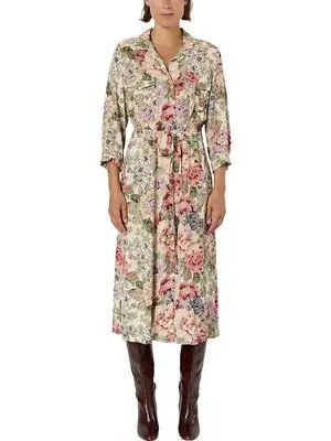 Gerard Darel Lian Floral Viscose Dress - Natural