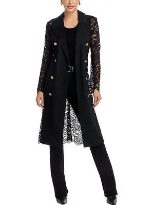 L'Agence Amata Lace Trench - Black