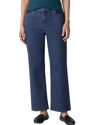 Eileen Fisher High-rise Straight Ankle Jeans - Medium Indigo