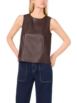 Vince Camuto Faux Leather Tank Top - Chocolate