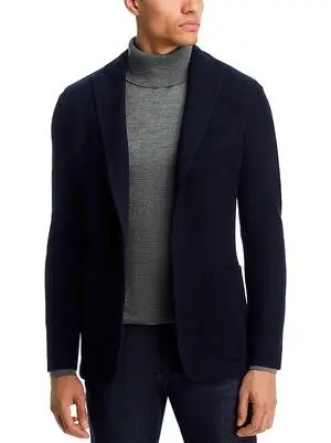 Boglioli Wool Blend Honeycomb Knit K-jacket - Navy