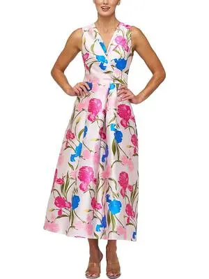 KAY UNGER Payton Tea Length Dress - Pink