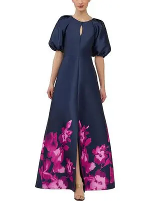 KAY UNGER Delfina Statement Sleeve Gown - Blue