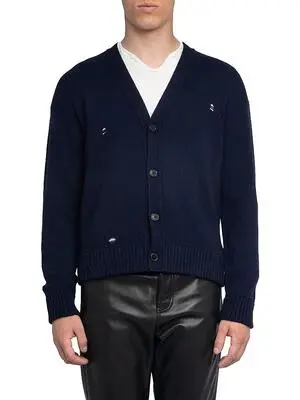 Zadig&Voltaire Mirko Lc Destroy Wool Blend Cardigan - Encre
