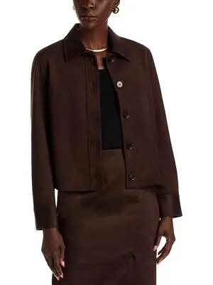 Elie Tahari The Naira Faux Suede Jacket - Bistro Brown