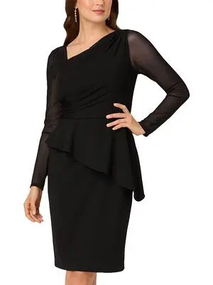 Adrianna Papell Asymmetric Peplum Dress - Black