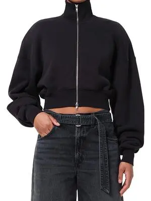 AGOLDE Darby Funnel Neck Zip-up Sweatshirt - Washed Black