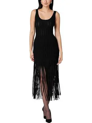 TOCCIN Lorelai Scoop Neck Fringe Dress - Jet