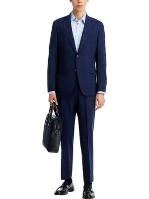 BOSS H-huge Tonal Plaid Stretch Wool Slim Fit Suit - Dark Blue