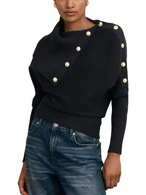REISS Lexi Button Shawl Sweater