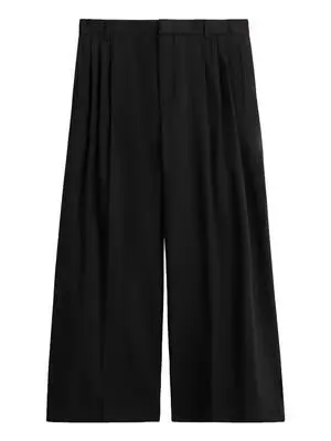 Cos Pleated Wide-leg Wool Trousers - Black