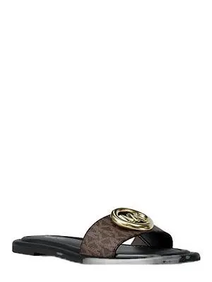 Michael Kors Milan Signature Logo Slide Sandal - Brown
