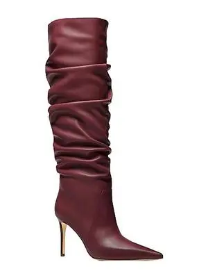 Michael Kors Dawn Leather Knee-High Boots Red