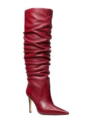 Michael Kors Dawn Ruched Leather Knee-high Boots - Red