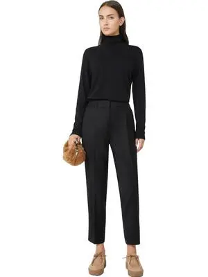 Max Mara Wool Flannel Cigarette Trousers - Black