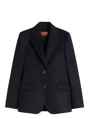 Max Mara Single-Breasted Wool Broadcloth Blazer Navy
