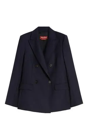 Max Mara Double-breasted Flannel Blazer - Navy