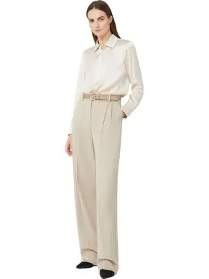 Max Mara Classic Silk Satin Shirt - Beige