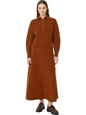 Max Mara Wool And Cashmere Jumper With Zip Brown Bronze