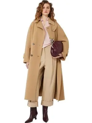 Max Mara Double-draped Wool Trench Coat - Camel