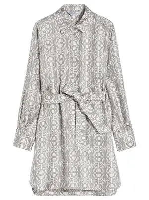 Max Mara Printed Twill Shirt Dress - Silk
