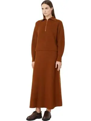 Max Mara Wool And Cashmere Flared Knit Skirt - Brown Bronze