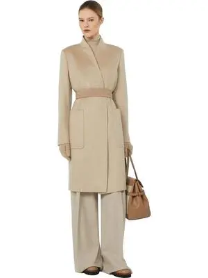Max Mara Cashmere Draped Robe Coat - Beige
