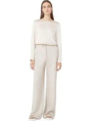 Max Mara Wool Twill Drawstring Trousers - Beige