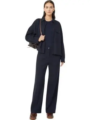 Max Mara Flannel Jersey Ankle-length Trousers - Navy