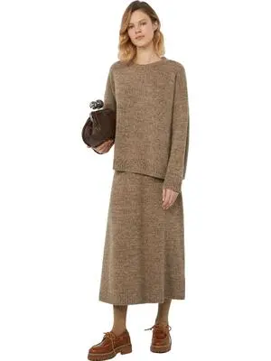Max Mara Crew-neck Wool-blend Jumper - Hazelnut Brown