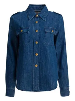VALENTINO Western-Style Cotton-Linen Shirt