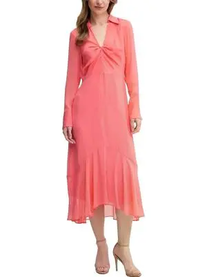 Dkny Twist-front Asymmetric-hem Dress - Pink