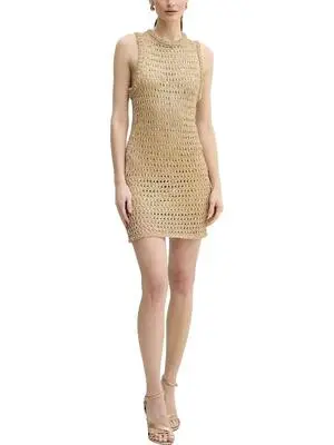 SIMONA CORSELLINI Metallic-knit Sleeveless Dress - Brown