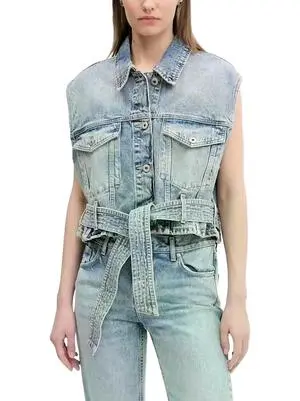 Hugo Belted Denim Jacket - Blue