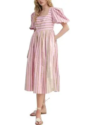 Stine Goya Striped Puff-sleeve Dress - Pink