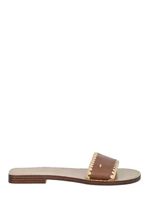 Michael Kors Leather Braided Flat Sandals - Brown