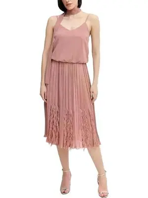 SANDRO FERRONE Pleated Fringe Midi Dress