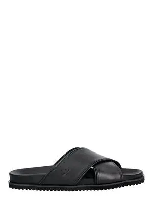 HACKETT LONDON Mikonos Leather Cross-strap Sandals - Black