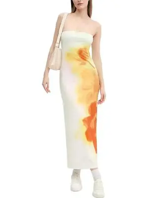 Desigual Flower-print Strapless Maxi Dress - White