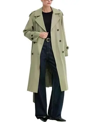 Dkny Belted Double-breasted Trench Coat - Green