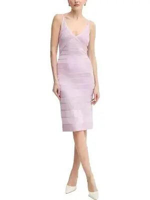 Herve Leger Bandage-effect V-neck Midi Dress - Pink