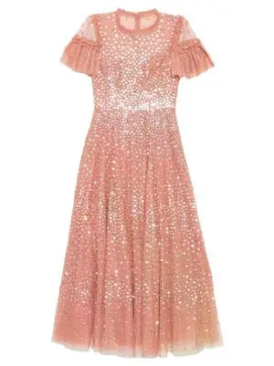 NEEDLE & THREAD Sequin-embellished Midi Dress - Pink