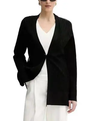Armani Exchange Wide-hem Long-sleeve Cardigan - Black