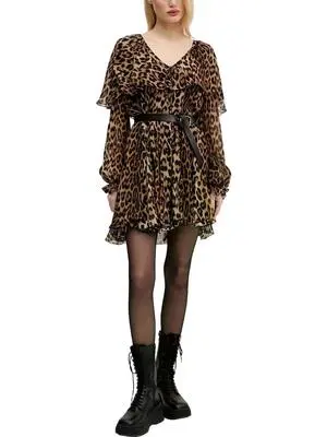 ANIYE BY Leopard-print Ruffled A-line Dress - Brown