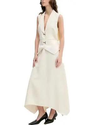 Stine Goya Asymmetrical Hem Dress With Gold-tone Clasp - White
