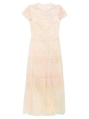 NEEDLE & THREAD Floral-embroidered Dress - Pink