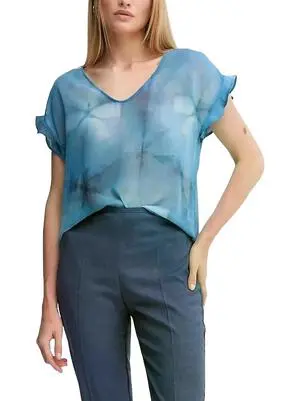 SANDRO FERRONE Abstract-pattern Print Blouse - Blue