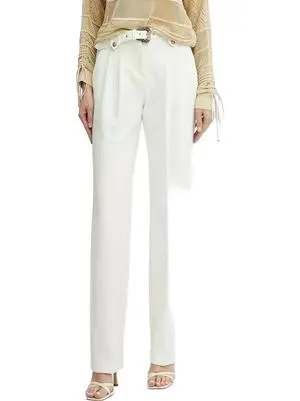 Versace Belted Pleated Trousers - White
