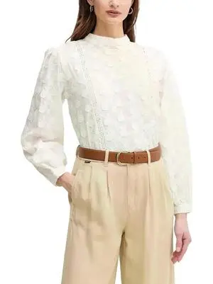 HOSS INTROPIA Embroidered Lace-insert Blouse - White
