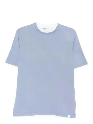 PAOLO PECORA Double-layered Cotton T-shirt - Blue